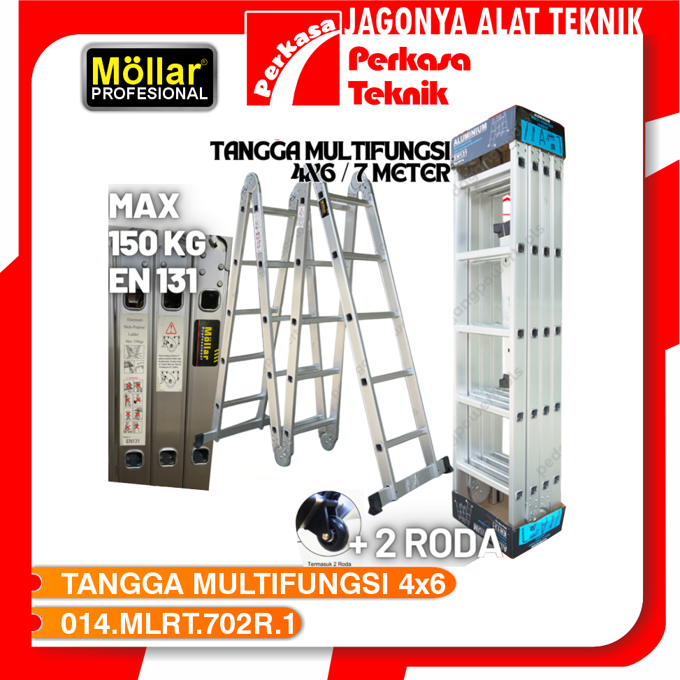 Jual Tangga Lipat Multifungsi Aluminium 7 M MOLLAR 2W 4x6 Multipurpose ...