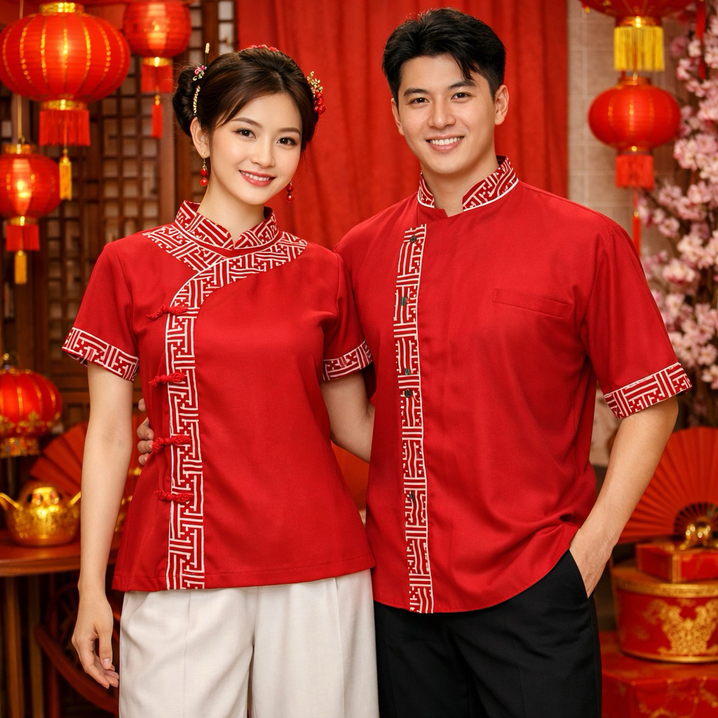 Jual Atasan Cheongsam Batik Merah Wanita Modern – Blouse Imlek Elegan ...