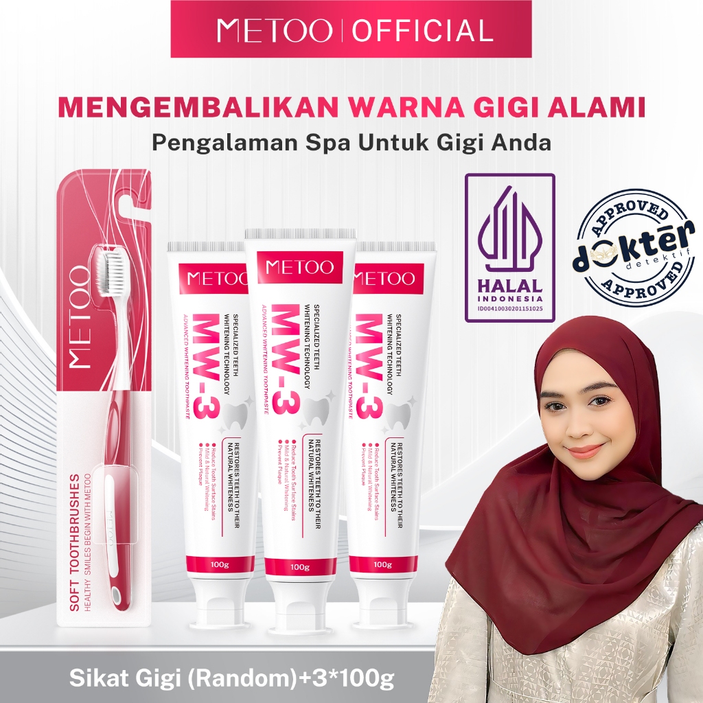 Jual [PROMO FREE SIKAT GIGI Soft] METOO MW3 *3 BPOM-pemutih gigi / Gigi ...