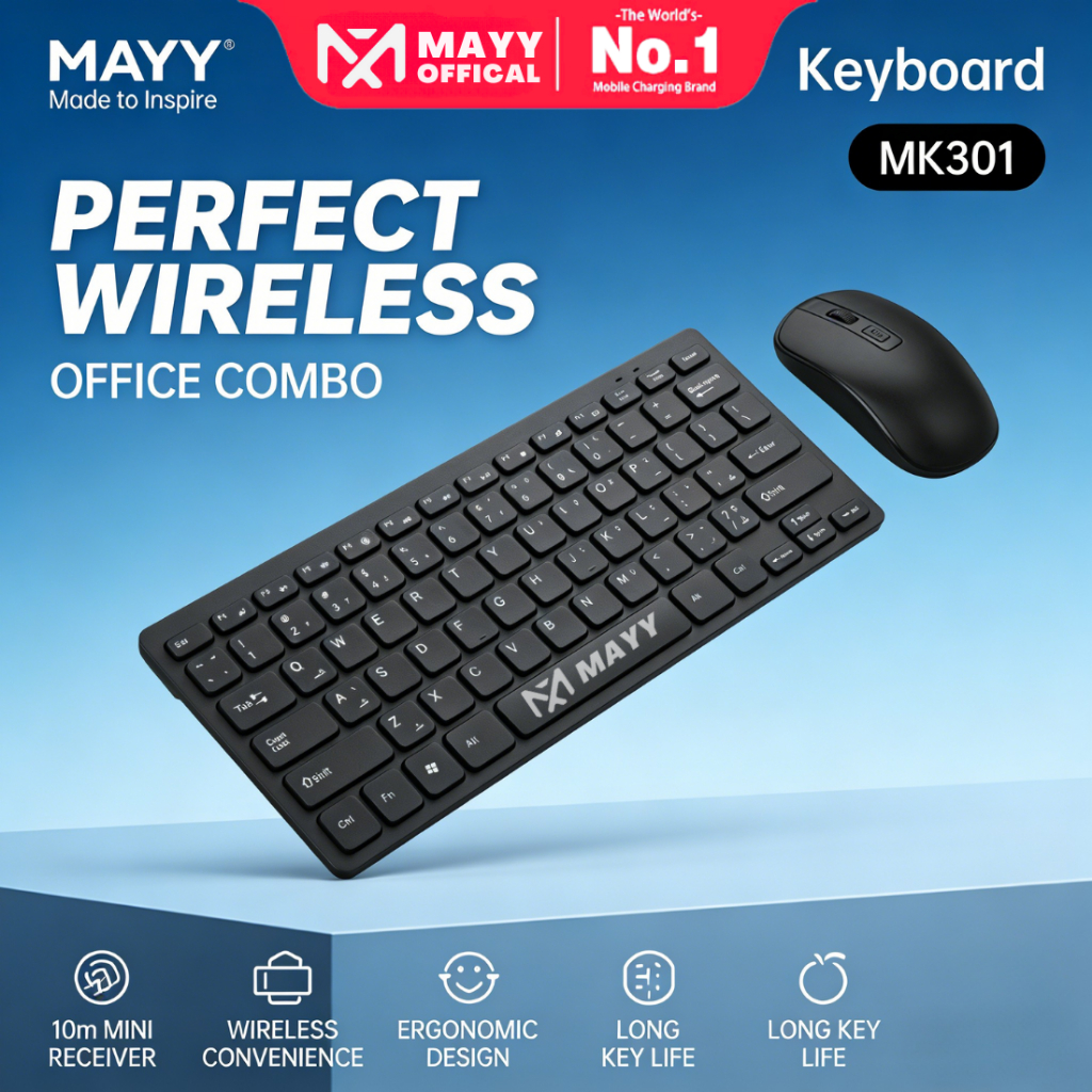 Jual Mayy official id wireless Keyboard mouse wireless set gaming ...