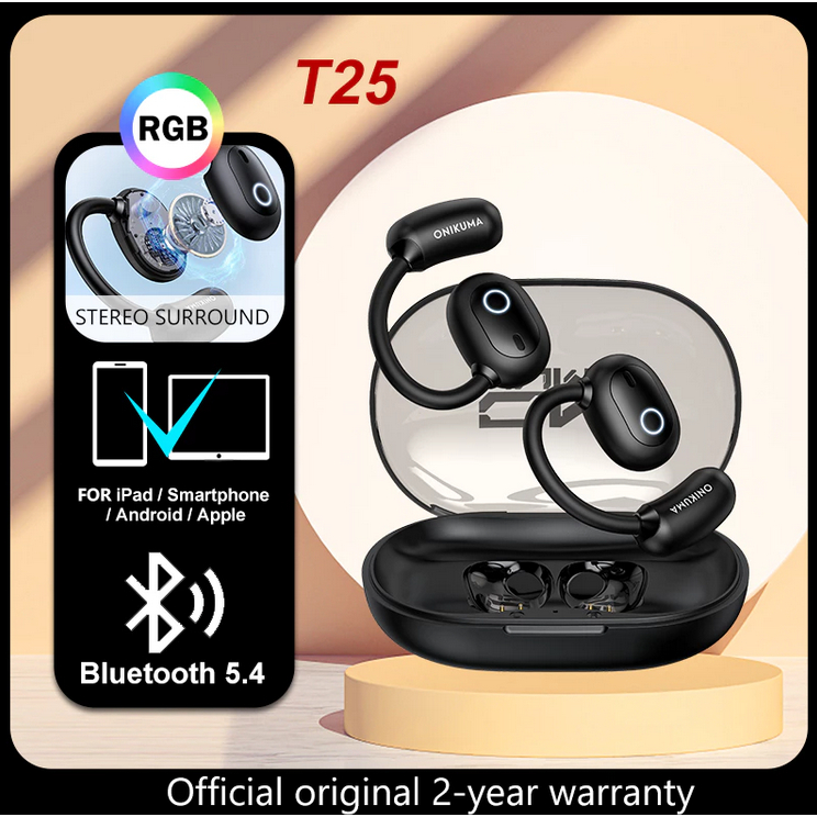 Jual ONIKUMA GAMING T25 Air Conduction Earphones Open-Ear Wireless ...