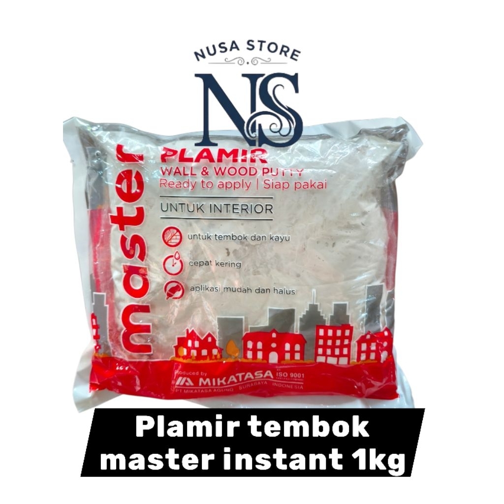 Jual PLAMIR TEMBOK INSTANT MASTER 1KG / WALL FILLER / DEMPUL TEMBOK ...