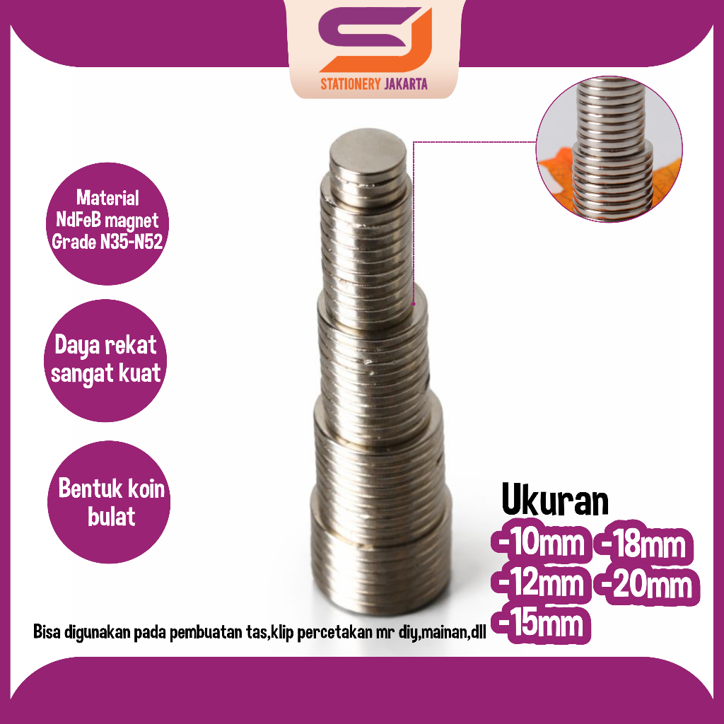 Jual Magnet Magnit Besi Berani Neodymium Ukuran Kecil Strong Kuat Bulat ...