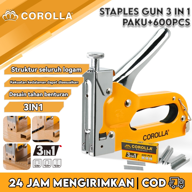 Jual COROLLA Staples Tembak / Staple Gun 3 in 1 Bisa 3 Jenis Staples ...