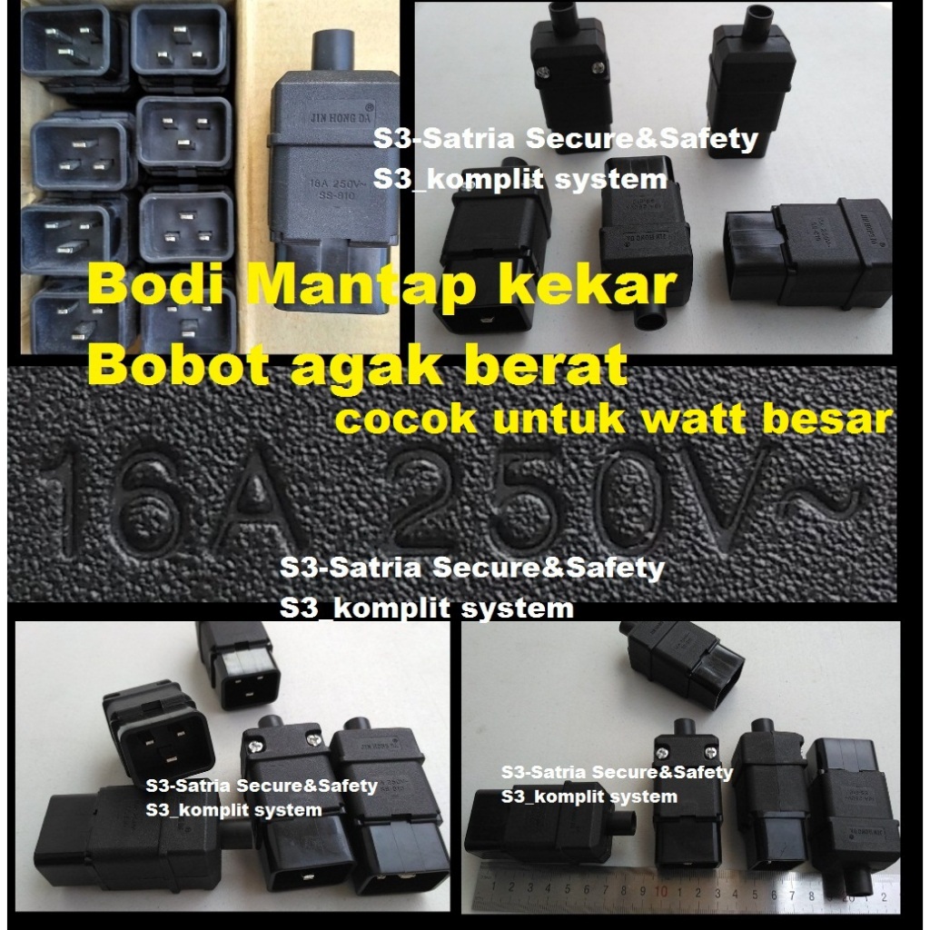 Jual male cowo 16a Socket IEC UPS 16A 16ampere 250V AC konektor c20 ...
