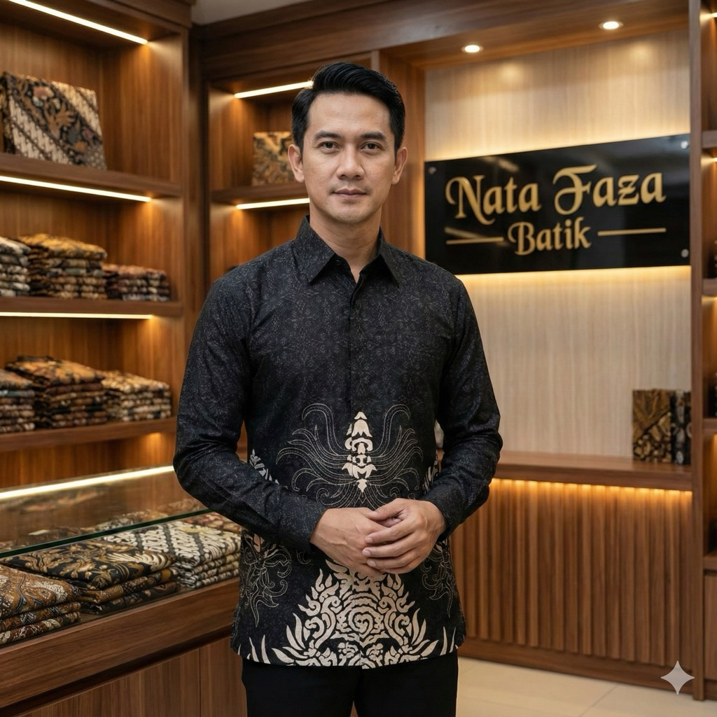 Jual FAMOUS Hitam Kemeja Batik Serat Dobby Pria Lengan Panjang Premium ...