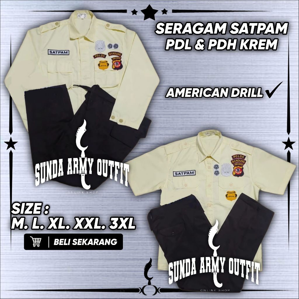Jual Seragam Security Satpam Krem Terbaru 2026 Setelan PDL Satpam PDL ...