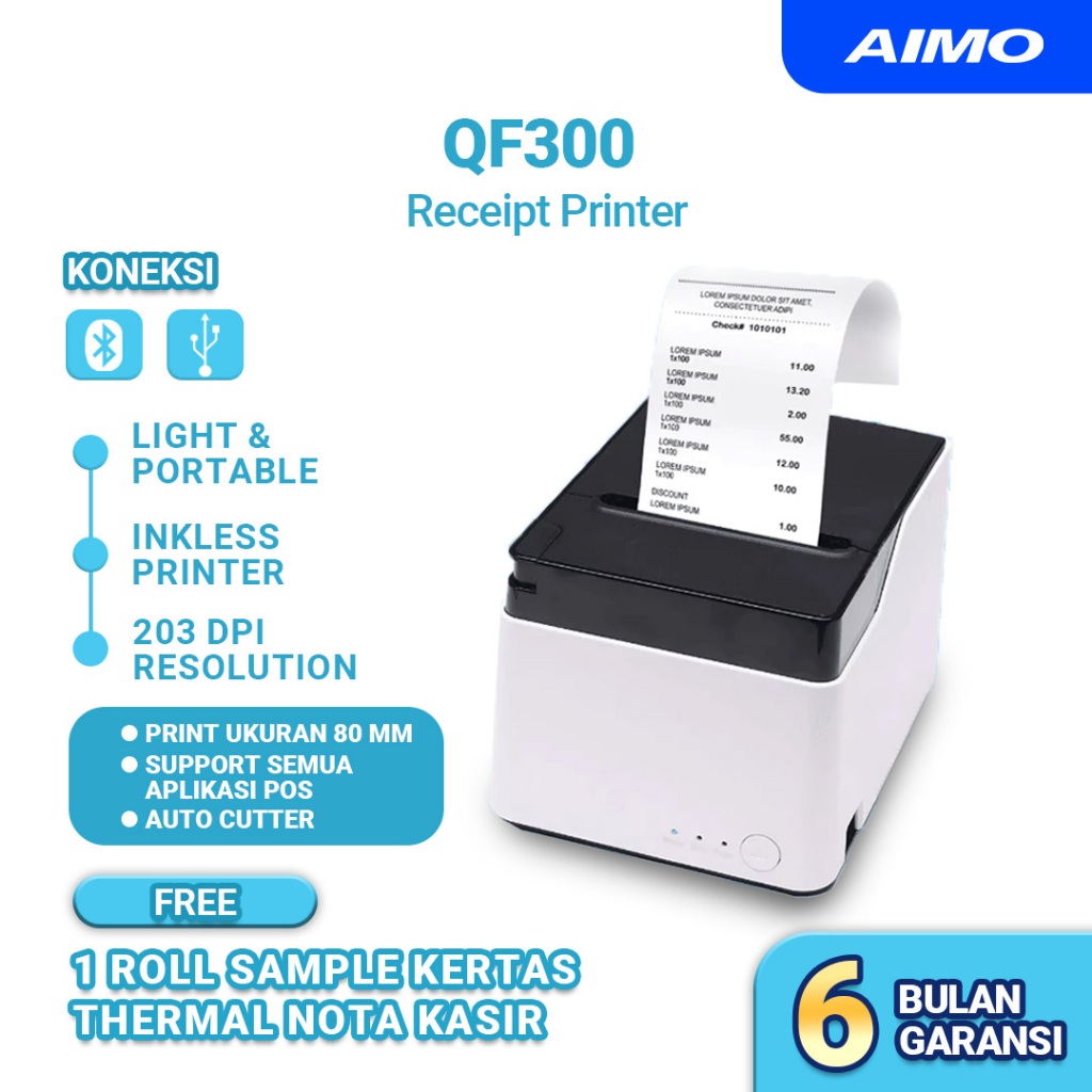 Jual AIMO QF300 Thermal Printer Bluetooth 80 mm Struk POS Nota Mesin ...