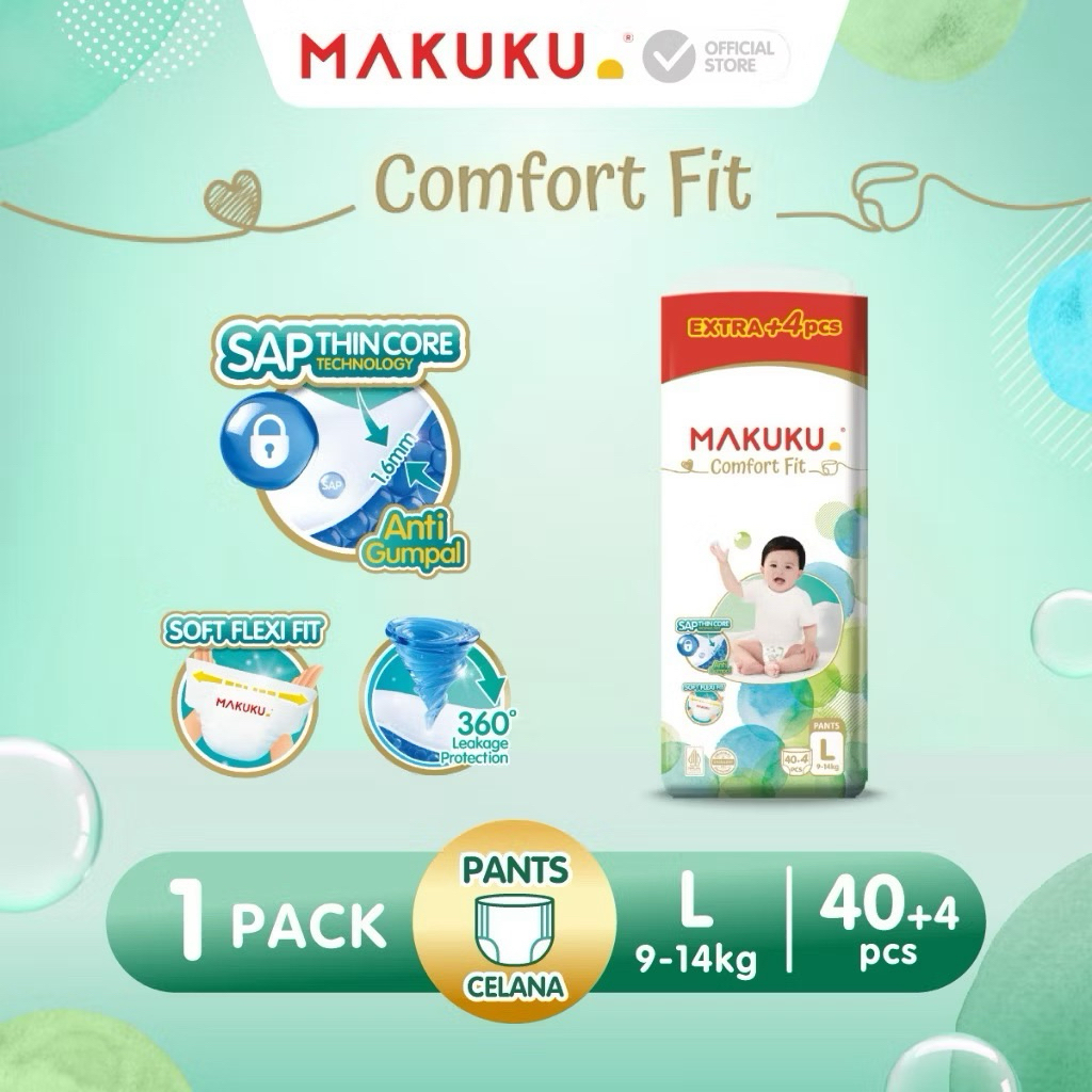 Jual MAKUKU Air Diaper Diapers Comfort Fit SAP Size L40 L40+4 L Isi 40 ...