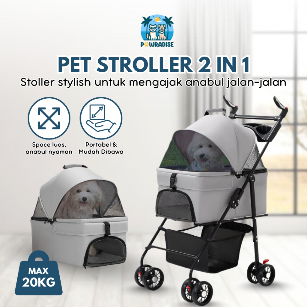 Jual Pet Stroller Portable 2in1 Kereta Dorong Hewan Peliharaan Kucing ...