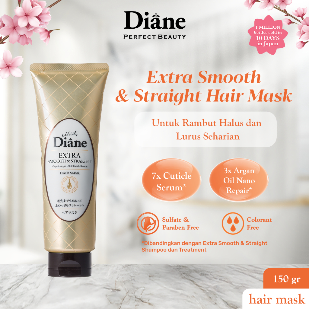 Jual Moist Diane Extra Smooth & Straight Hair Mask 150g (Made in Japan ...