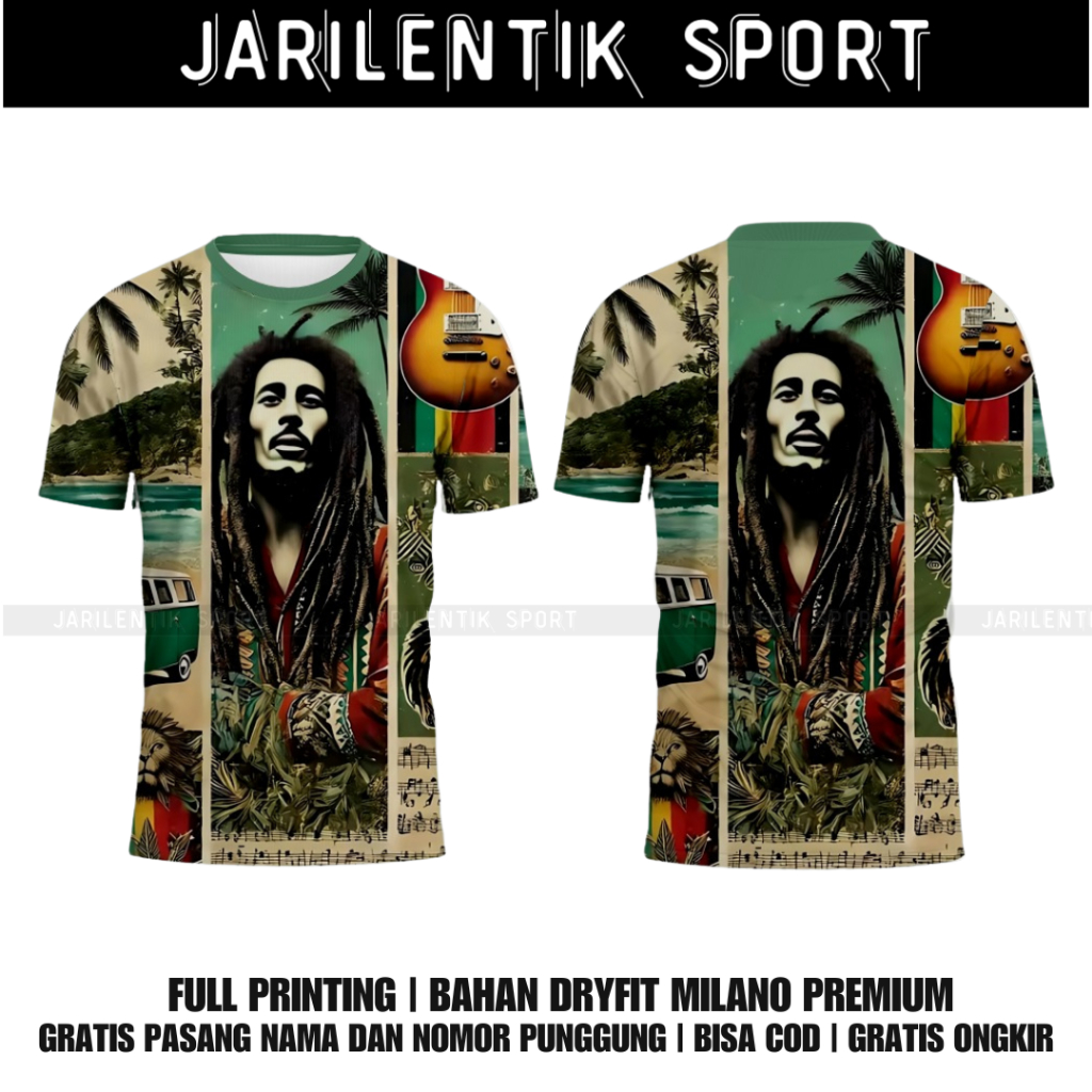 Jual Jersey Custom Bob Marley Reggae Full Printing Gratis Pasang Nama ...