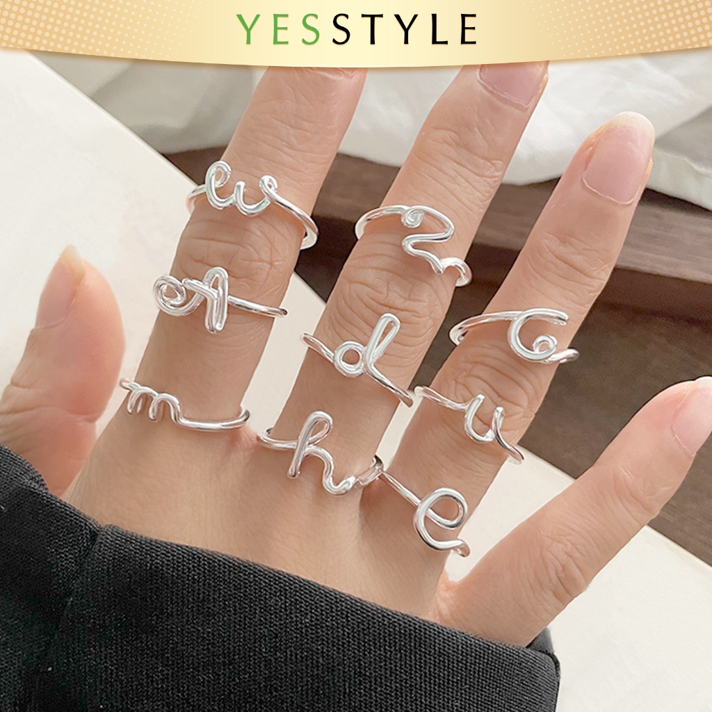 Jual Yesstyle Cincin Huruf Inisial A-Z Adjustable Alphabet Ring Cincin ...