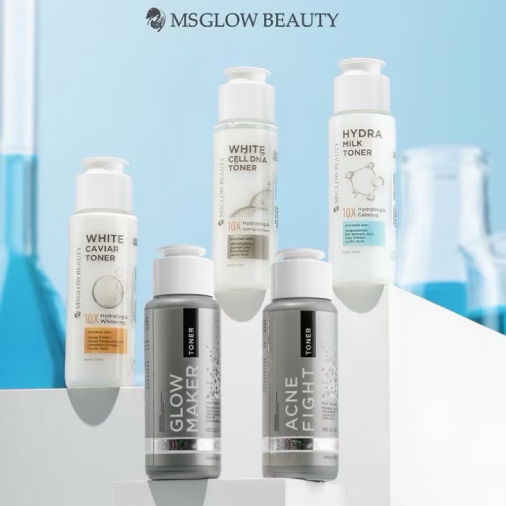 Jual MS GLOW TONER NEW SERIES | ACNE MAKER HYDRA MILK CAVIAR WHITE CELL ...