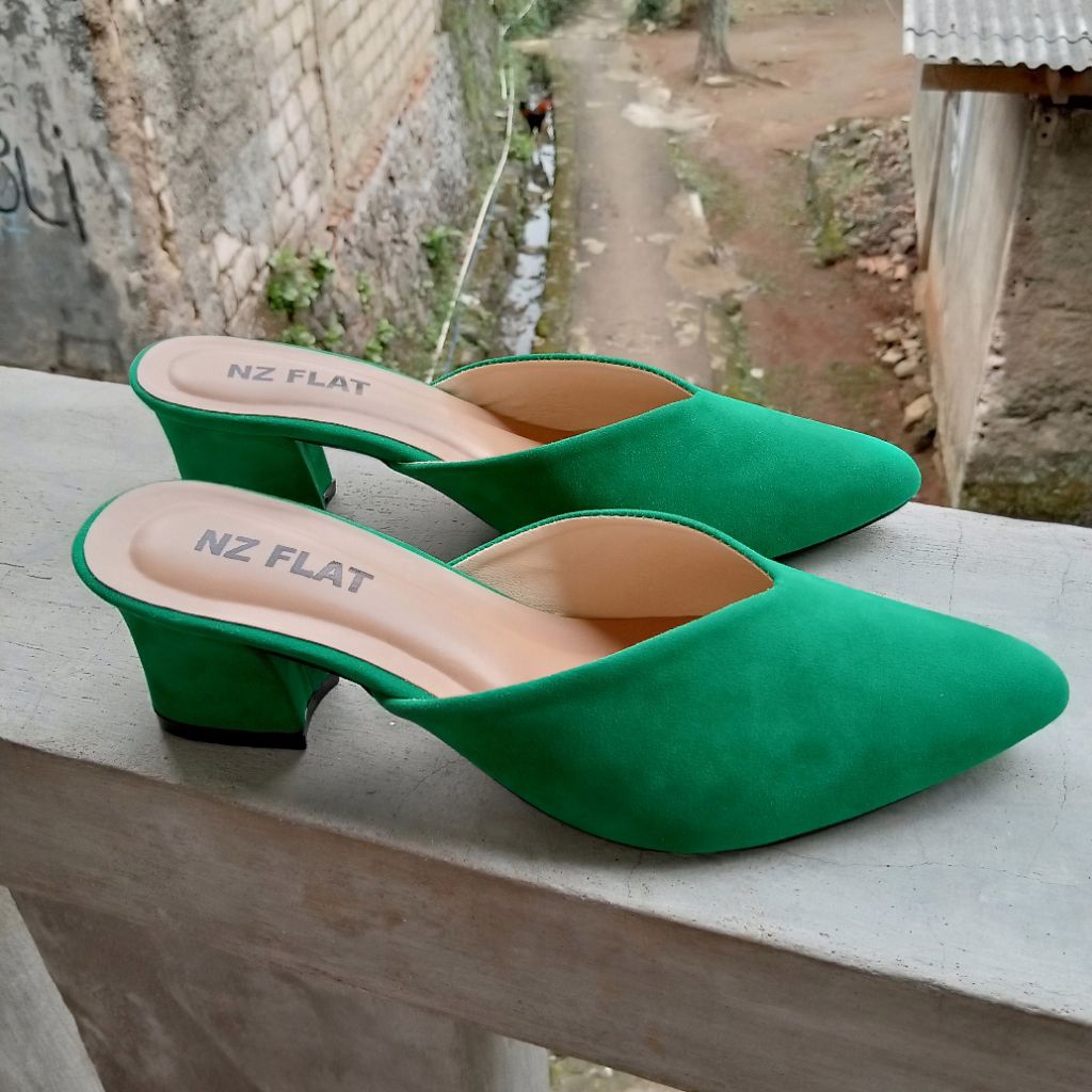 Jual Sepatu heels wanita bludru 5cm/slop pesta kondangan | Shopee Indonesia