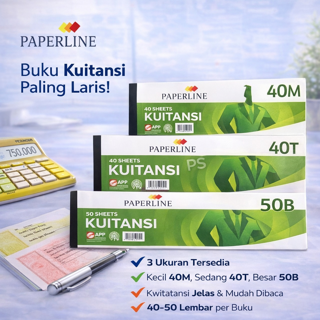 Jual Paperline Buku Kwitansi Asli – 40M 40T 50B | Kwitansi Toko, Kantor ...