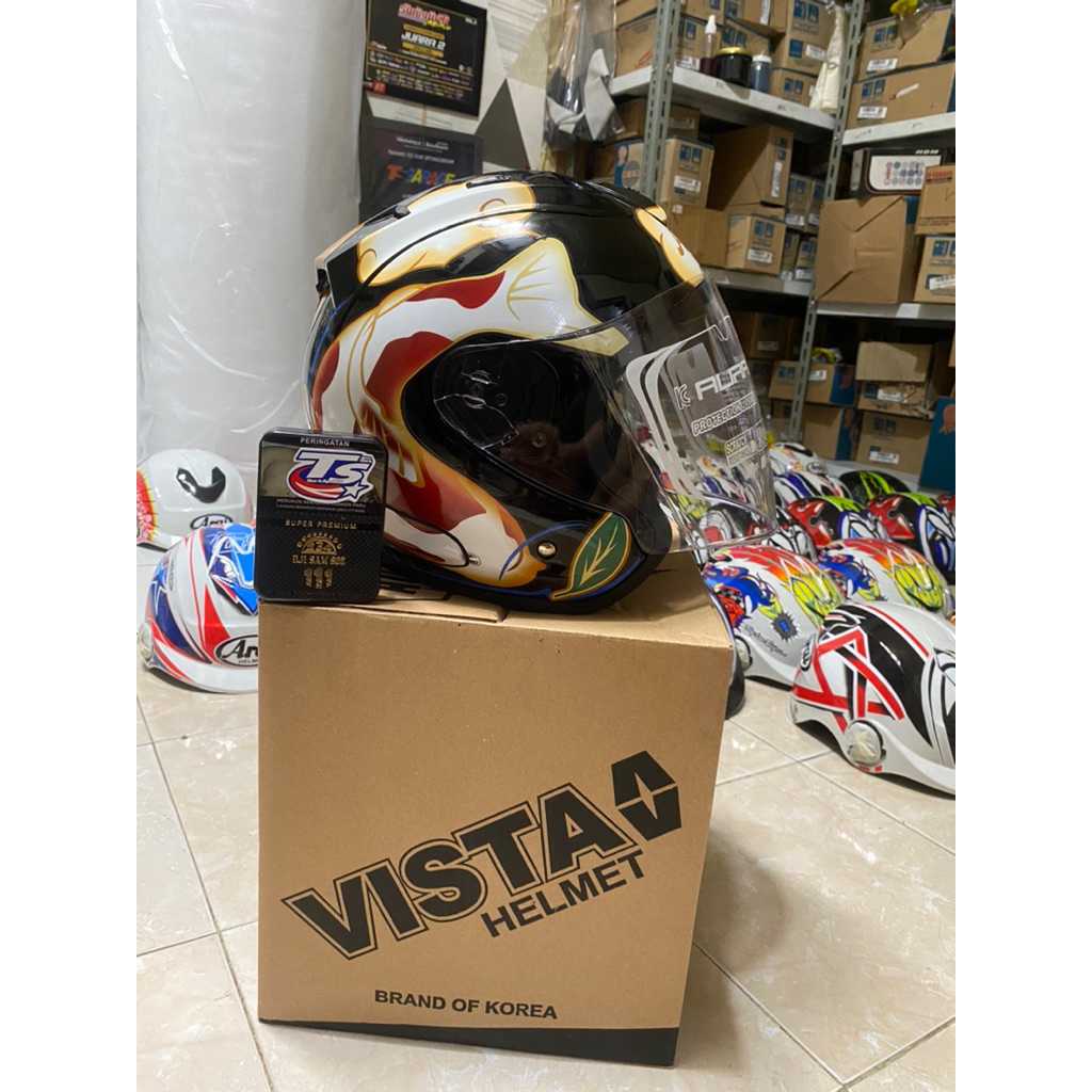 Jual arai koi basic helm aura half face + decal koi | Shopee Indonesia
