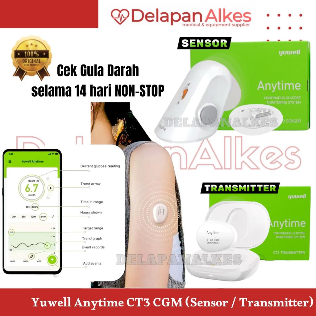 Jual Yuwell Anytime CT3 CGM Sensor Transmitter Alat Cek Gula Darah ...