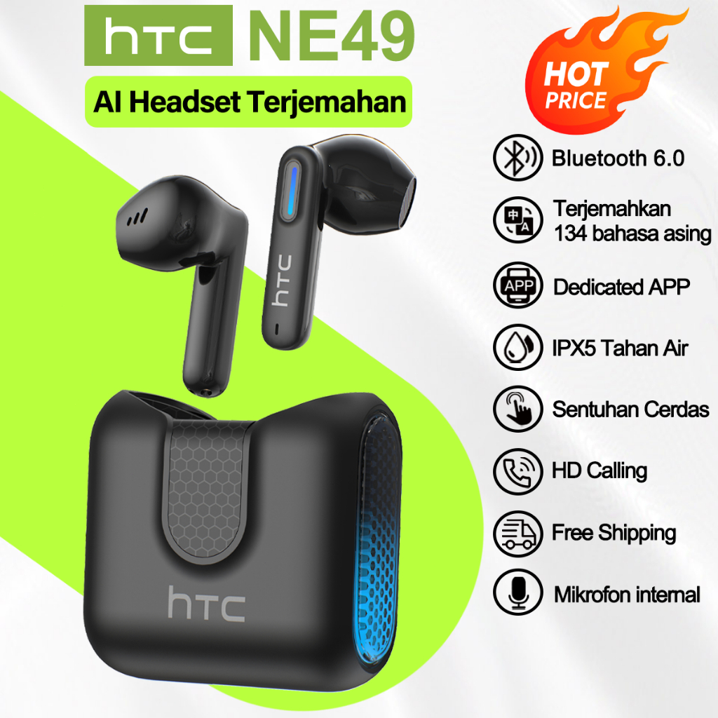 Jual HTC NE49 Headset Bluetooth terjemahan AI wireless bluetooth V6.0 ...