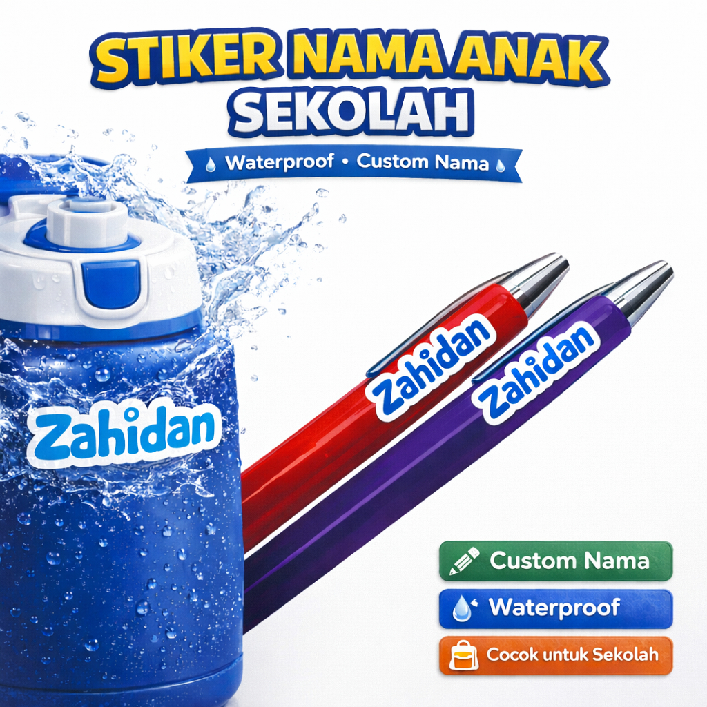 Jual Custom Name Vinyl Sticker / Stiker Nama Waterproof – Bottle, Lunch ...