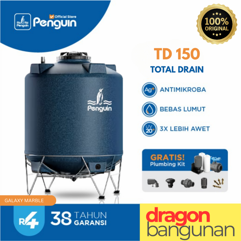 Jual Tangki Air Penguin TD 150 + Kaki Galaxy Marble - Toren Air Penguin ...