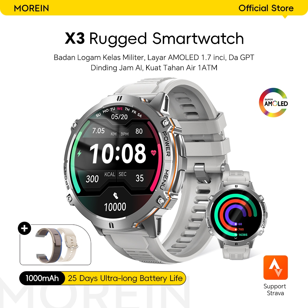 Jual Morein X3 Smartwatch - Layar AMOLED 1.72'' | 1000mAh Baterai ...