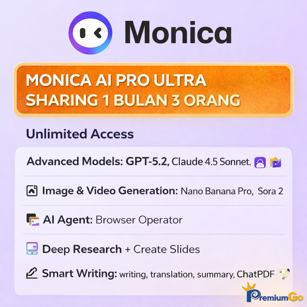 Jual Monica AI Ultra Sharing 1 Bulan 1 Device 3 Slot Garansi 30 Hari ...