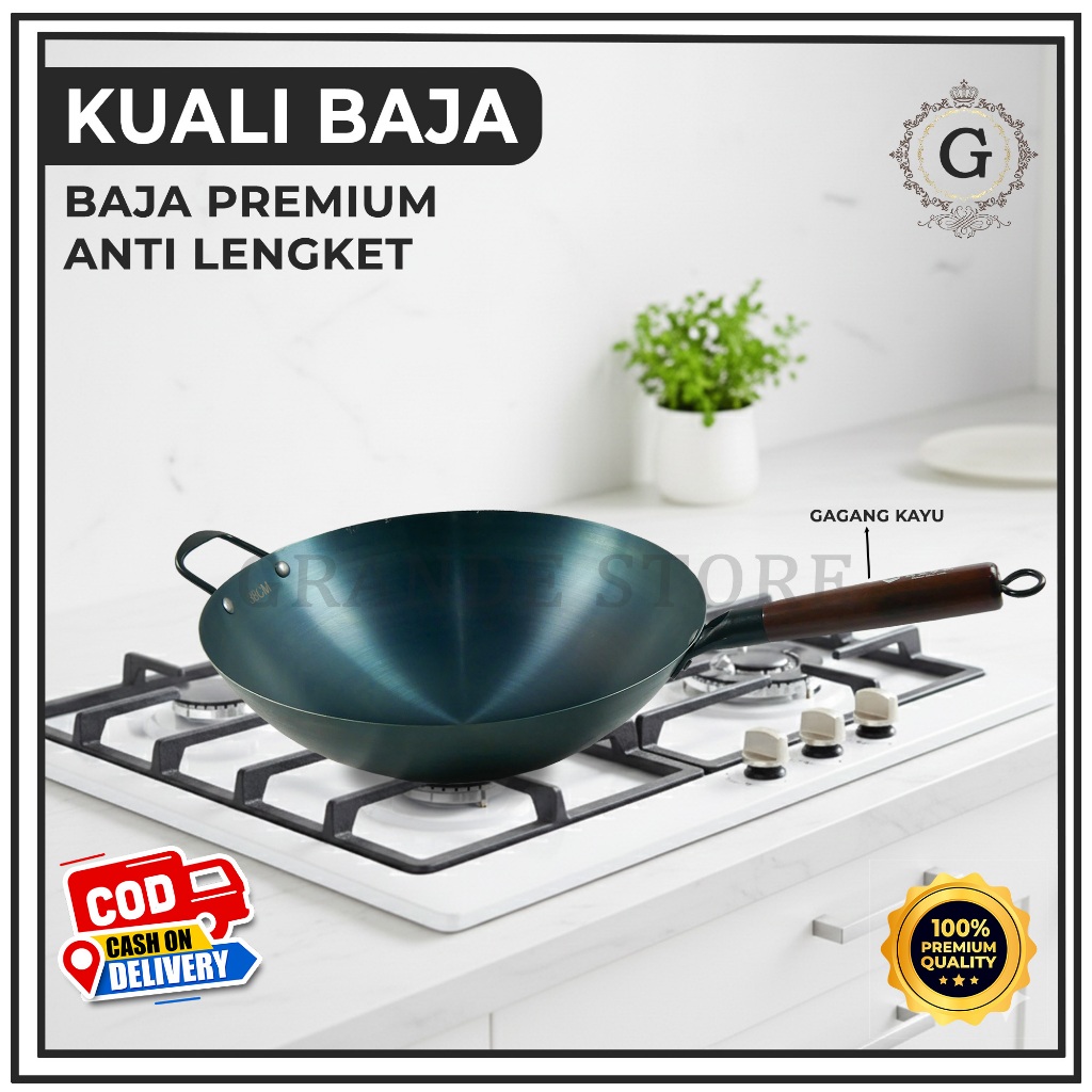 Jual Wajan Kuali Baja Hitam Tebal Ukuran 30cm 32cm 34cm 36cm 38cm ...