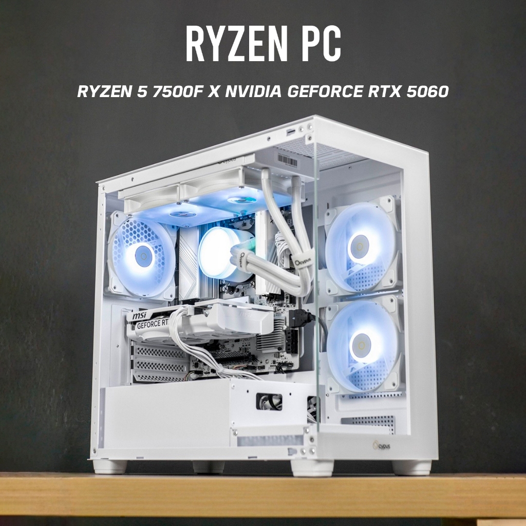 Jual PC Gaming White Build Ryzen 5 7500F RTX 5060 8GB | DDR5 32GB ...