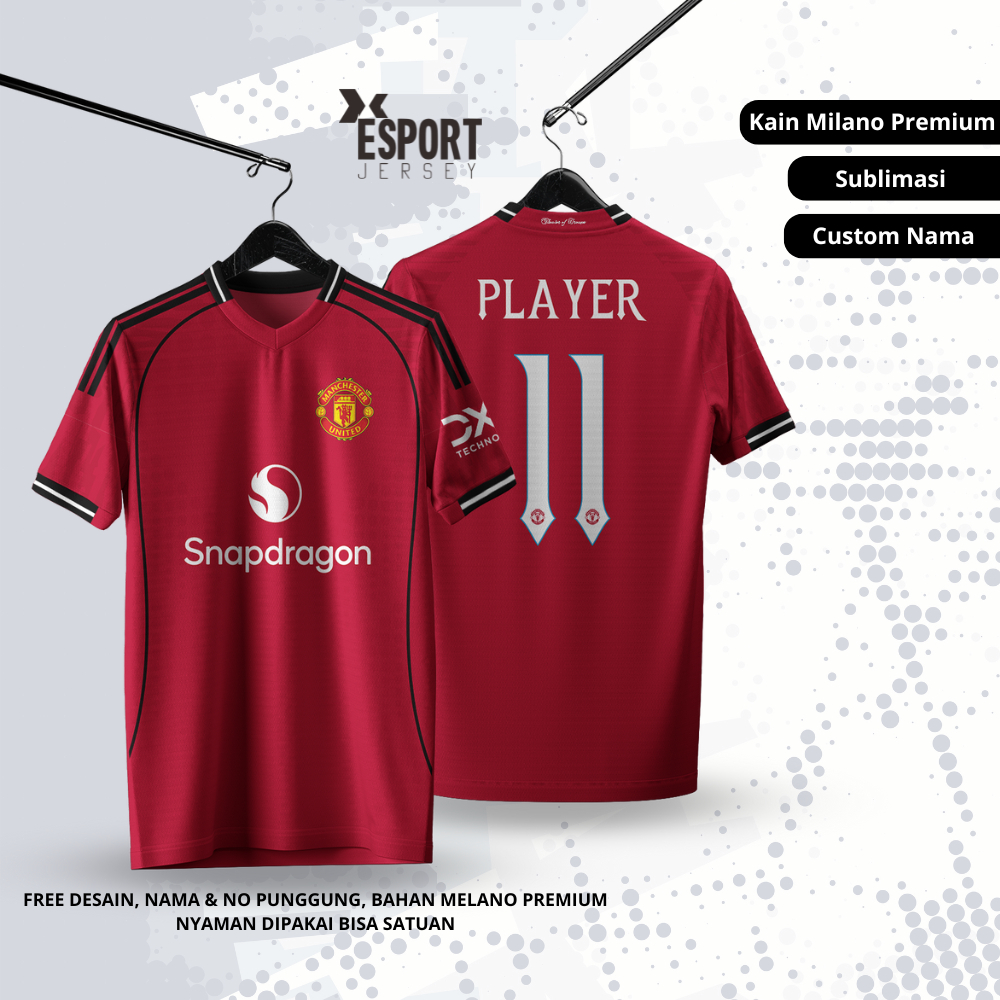 Jual Jersey MU 25/26 Full Printing Gratis Nama dan No Punggung | Shopee ...