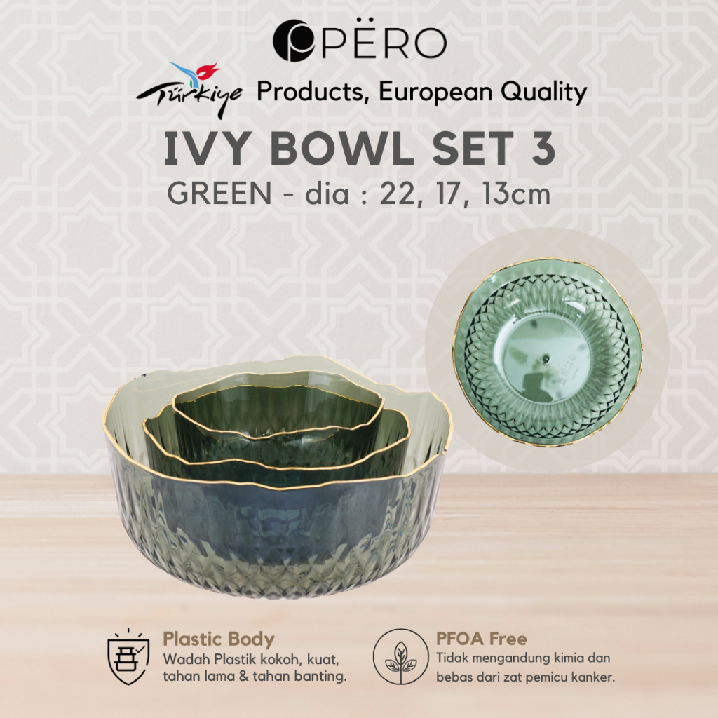 Jual [Pre-Order] Pero Ivy Bowl Glass Set of 3 / Mangkok Kaca Beling Set ...