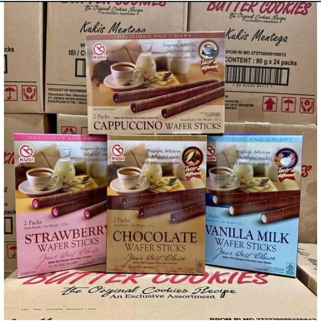 Jual kugi wafer sticks chocolate 1 dus @(100 gr x 24 packs) | Shopee ...
