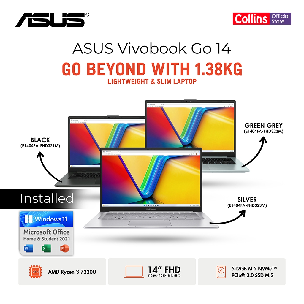 Jual ASUS Vivobook Go 14 E1404FA AMD Ryzen 3 7320U 8GB SSD 512GB 14 ...