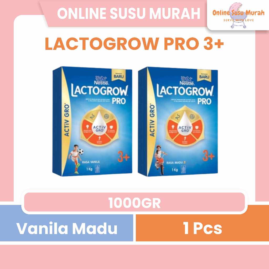Jual LACTOGROW PRO 3+ VANILA MADU 1000GR TAHAP 3 SUSU PERTUMBUHAN ...