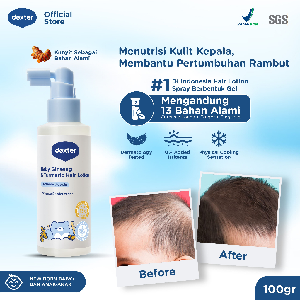 Jual DEXTER Baby Ginseng & Turmeric Hair Lotion 100 g | Menebalkan ...