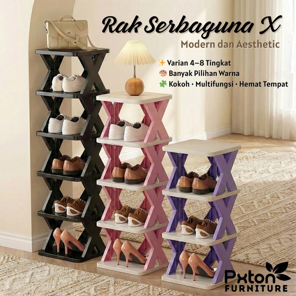 Jual Rak sepatu X / tempat sepatu susun / rak sendal / tempat sendal ...