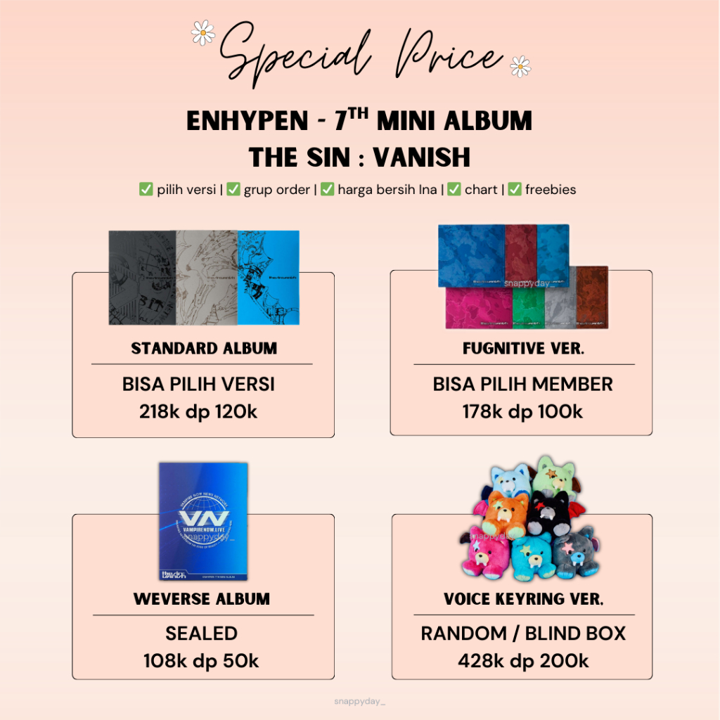 Jual [ BACA DESKRIPSI ] ENHYPEN - THE SIN : VANISH 7TH MINI ALBUM MURAH ...