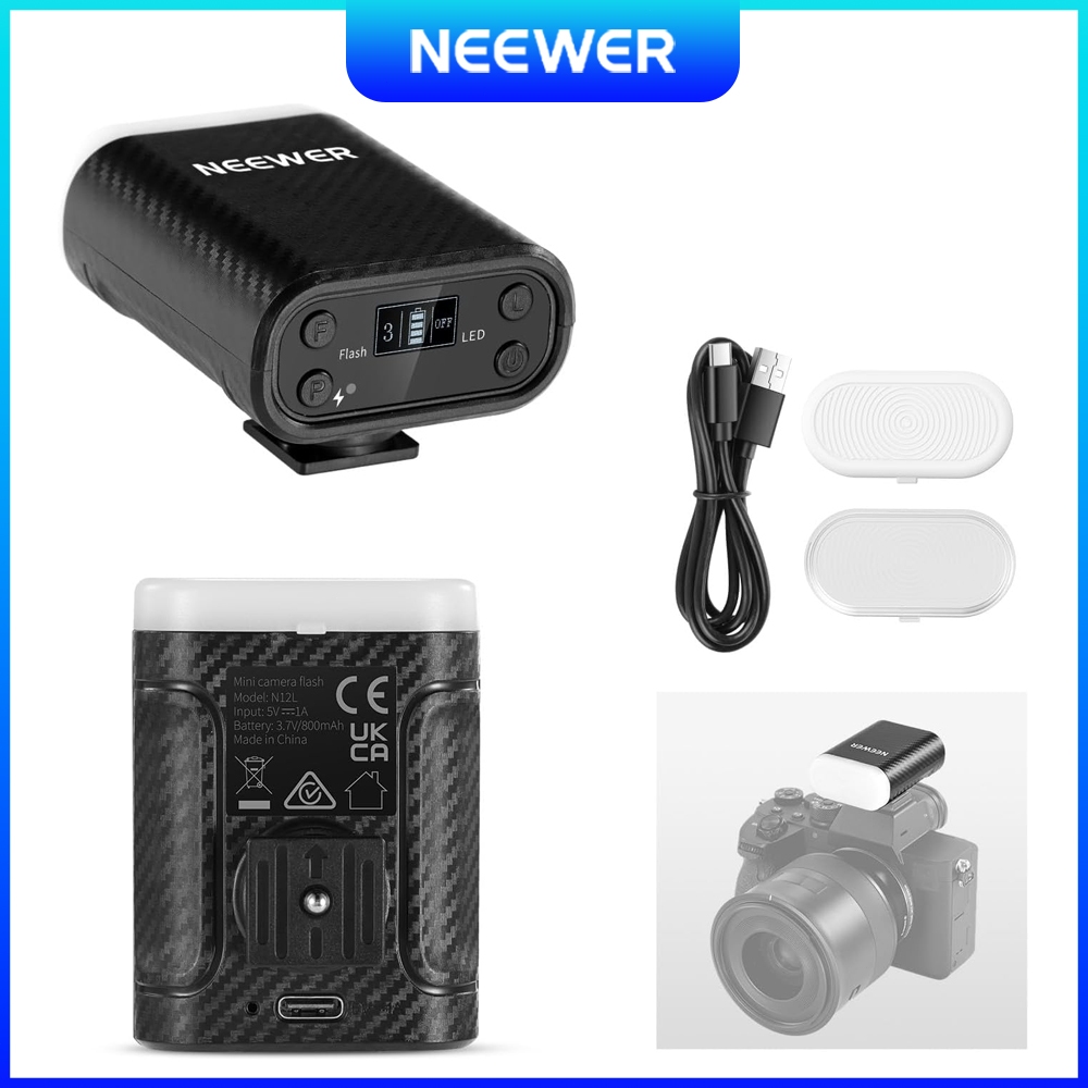 Jual NEEWER N12L Mini Camera Flash with LED Video Light, 8 Power Levels ...