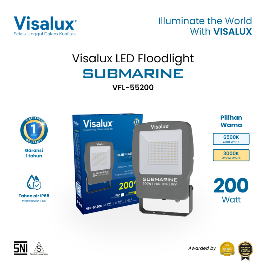 Jual Visalux Lampu LED Flood Light Submarine 6500K 3000K Daylight Warm ...