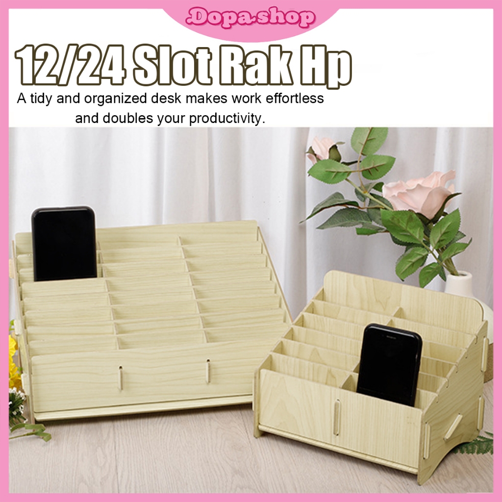 Jual Rak Tempat Hp 12/24 Slot Rak Hp Service Management Box Rak Kayu ...
