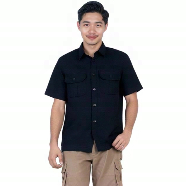 Jual Grosir Kemeja Workshirt Polos Hitam Kemeja Lapangan Kemeja Kerja ...