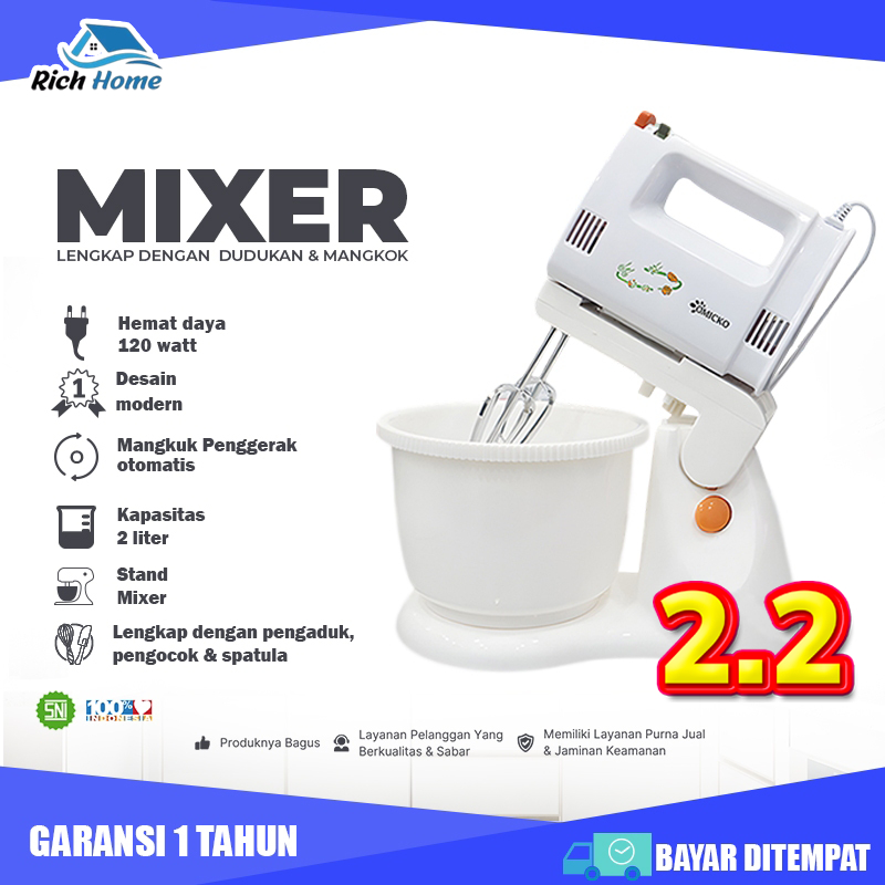 Jual OMICKO TurboMix MX-1506 – Stand Mixer + Hand Mixer 5 Speed SNI ...