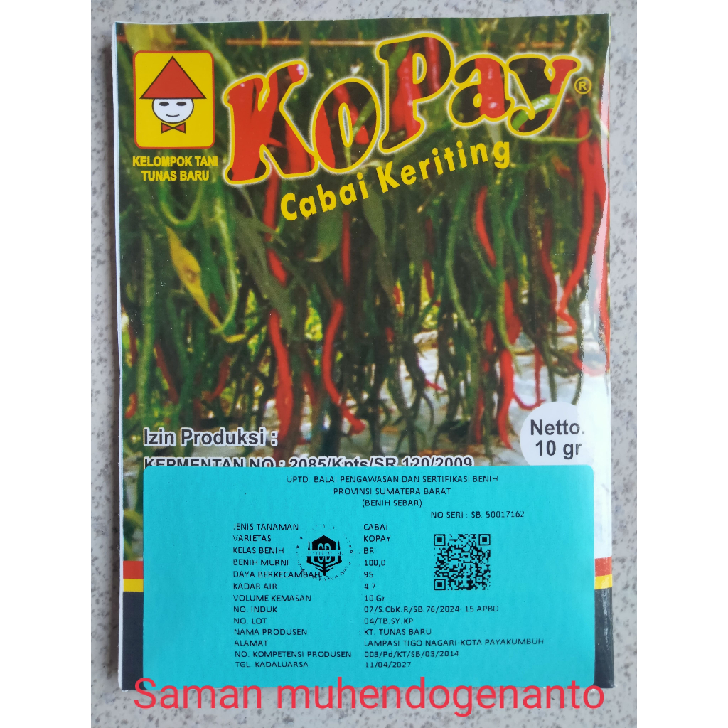 Jual Cabe KOPAY 10 Gram - Benih Cabe Merah Keriting KOPAY - CMK KOPAY ...