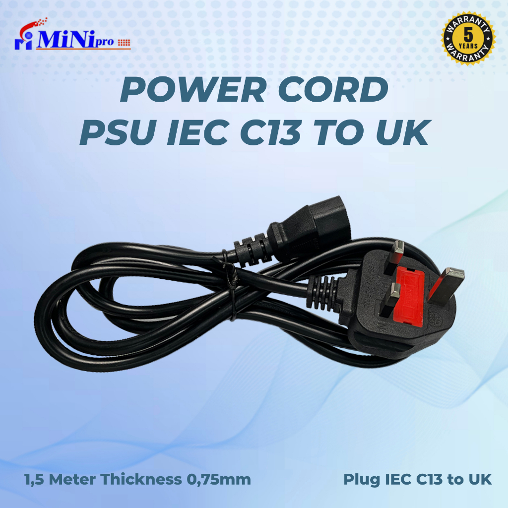 Jual Minipro Kabel Power Cord PSU IEC to UK/ Kabel Power Supply Colokan ...