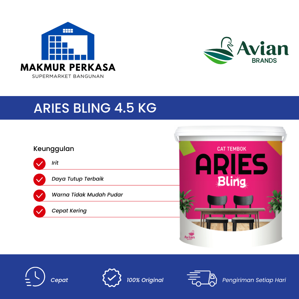 Jual CAT TEMBOK ARIES BLING 4,5 KG CEPAT KERING DAN LEBIH EKONOMIS ...