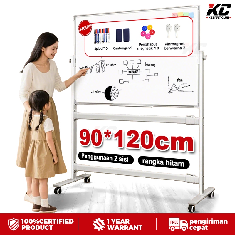 Jual White Board Standing 90x120 Cm/Whiteboard Magnetic Stand Uk/White ...