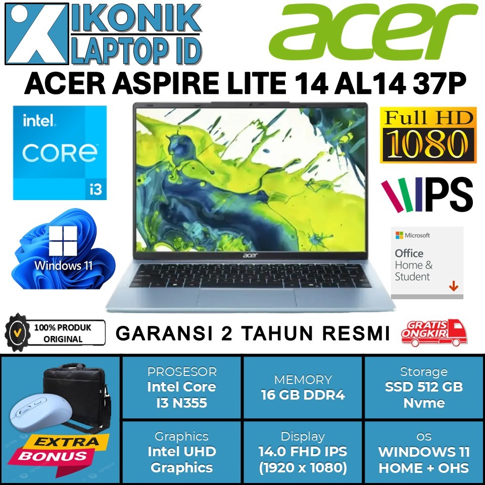 Jual Laptop Ringan Acer Aspire Lite 14 Intel Core i3 N355 Ram 16GB SSD ...