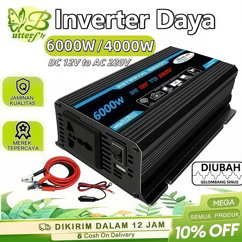 Jual 4000W \ 6000W Mobil Inverter 12V DC Ke 220V AC Power Converter LED ...