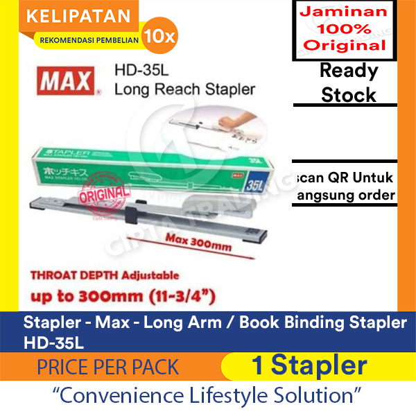 Jual Stapler - MAX - Long Arm Stapler / Book Binding Stapler HD-35L ...