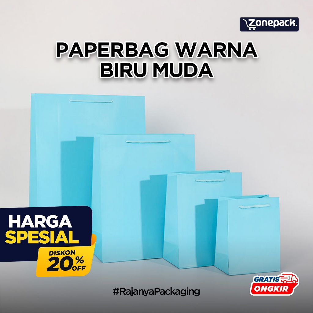 Jual Paperbag Biru Muda | Paperbag Polos Kraf Karton Biru Hadiah ...
